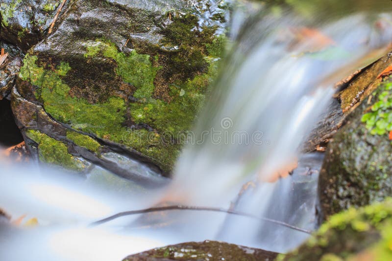 Waterfall and Rocks Covered with Moss Stock Photo - Image of beauty ...