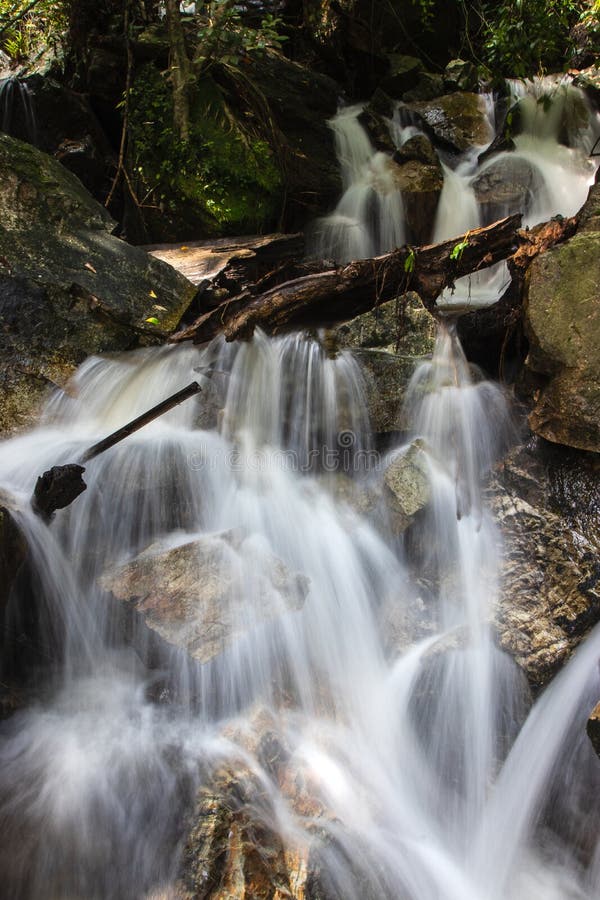 Waterfall and Rocks in the Jungle of the Central Region of Thailand ...