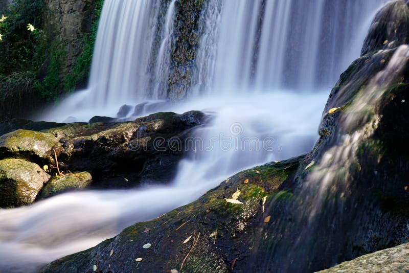 Waterfall with Rocks and Silk Effect in Catalonia. Natural Contrast ...