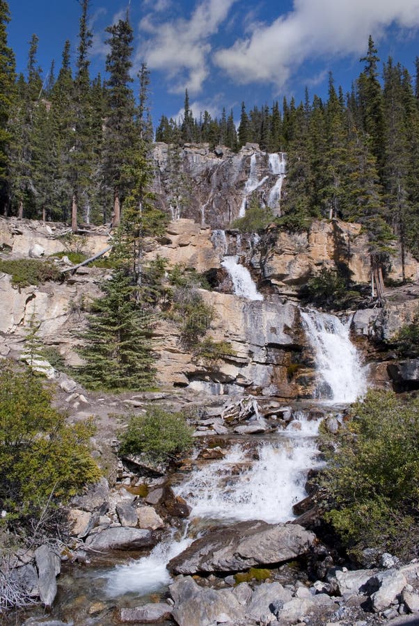 Waterfall in the Rocky Mountains Stock Photo - Image of explore, water ...