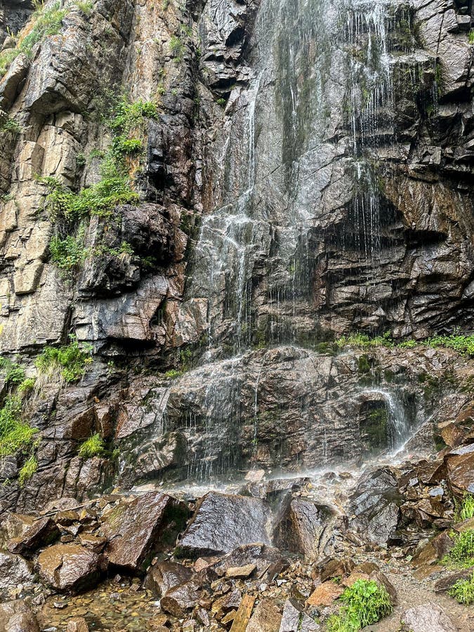 Waterfall on Rocky Rocks on a Summer Day Stock Image - Image of stream ...