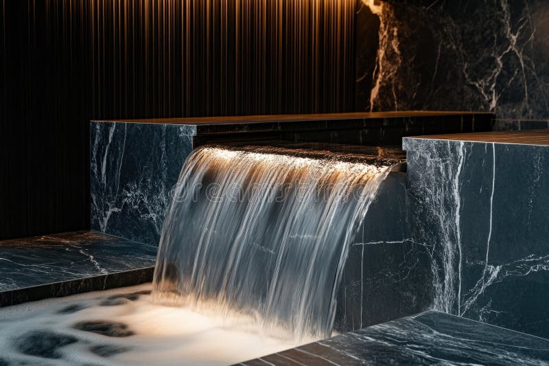 Waterfall Room Interior stock photo. Image of pools - 378967408