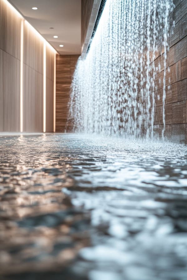 Waterfall in Room stock image. Image of room, serene - 381854821