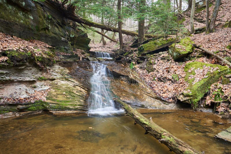Waterfall Running beside Rock Wall Stock Photo - Image of tourism ...