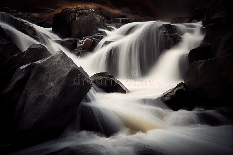 Waterfall, with the Rush of Water and Blurred Motion Created by Long ...