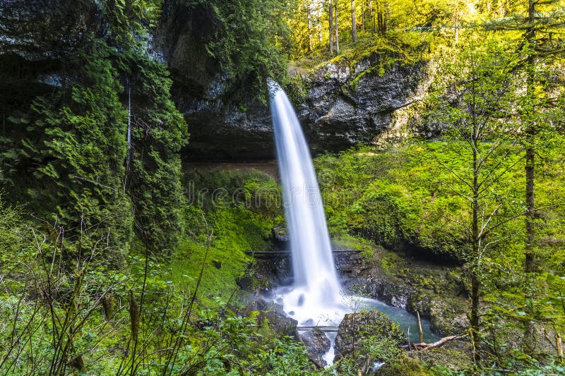 Waterfall Scenery in Silver Falls State Park, Oregon . Stock Image ...