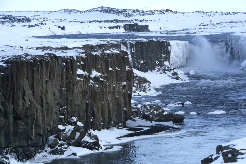 Waterfall Selfoss in Iceland, Wintertime Stock Photo - Image of selfoss ...