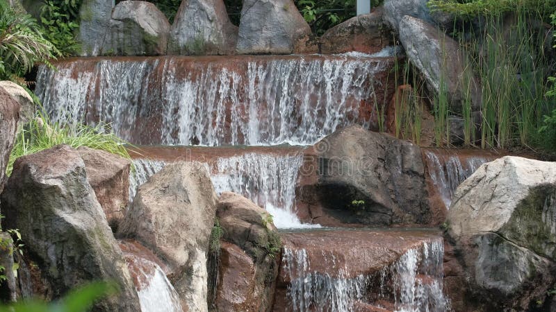 Detail View of Waterfall at Sentosa Park in Singapore Stock Video ...