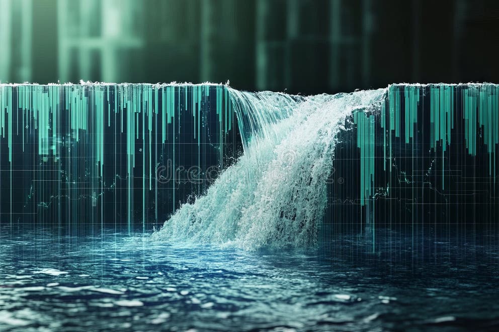 A Waterfall is Shown in a Computer-generated Image Stock Illustration ...