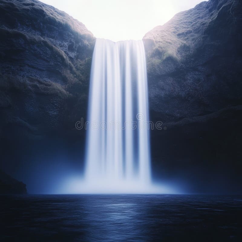 Waterfall is Shown in a Dark Blue Background Stock Illustration ...