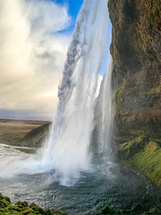 Waterfall by the Side of a Mountain Stock Image - Image of volcano ...