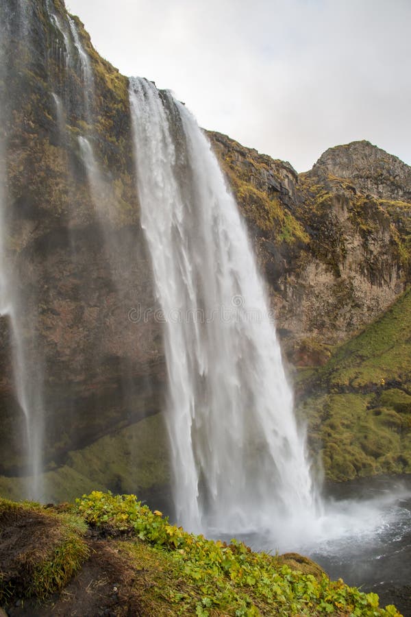 Waterfall by the Side of a Mountain Stock Image - Image of view, hills ...