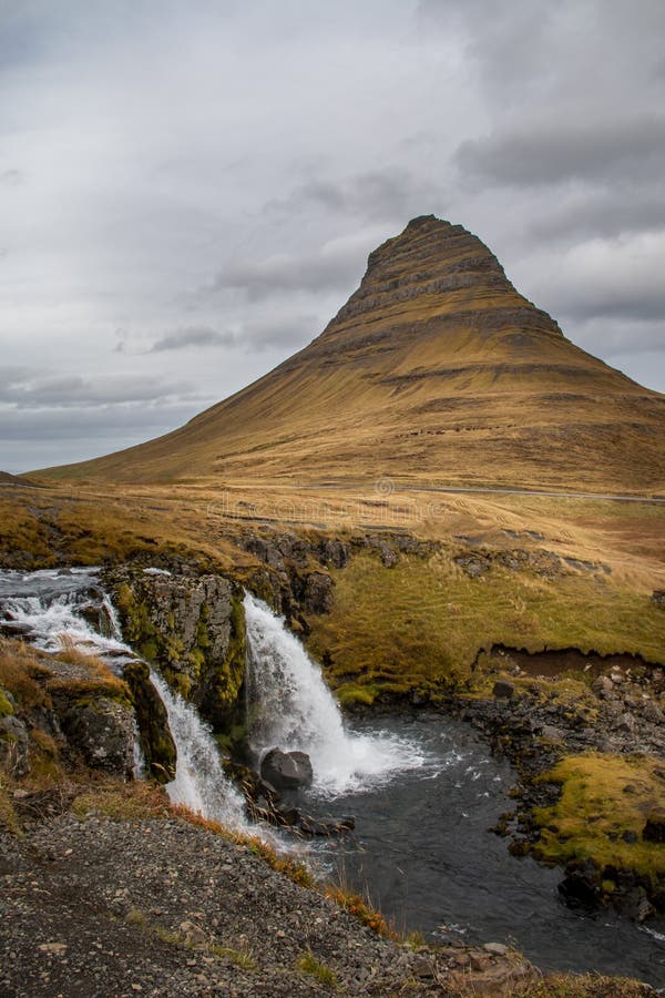 Waterfall by the Side of a Mountain Stock Image - Image of blue ...