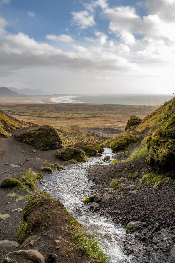Waterfall by the Side of a Mountain Stock Image - Image of grass ...