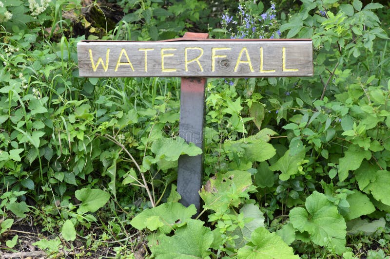 Waterfall Sign stock photo. Image of post, path, natural - 5537776