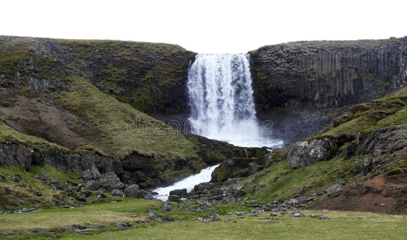 Waterfall on the Snaefelines Peninsula, Bjarnarfoss, Iceland Stock ...