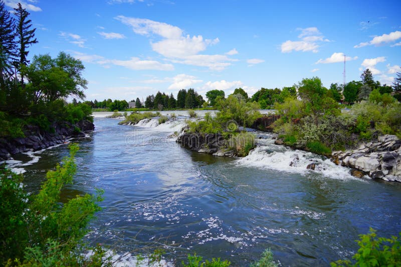 Waterfall on the Snake River in the City of Idaho Falls Stock Image ...