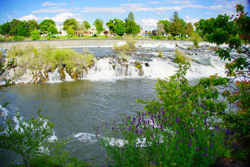 Waterfall on the Snake River in the City of Idaho Falls Stock Image ...