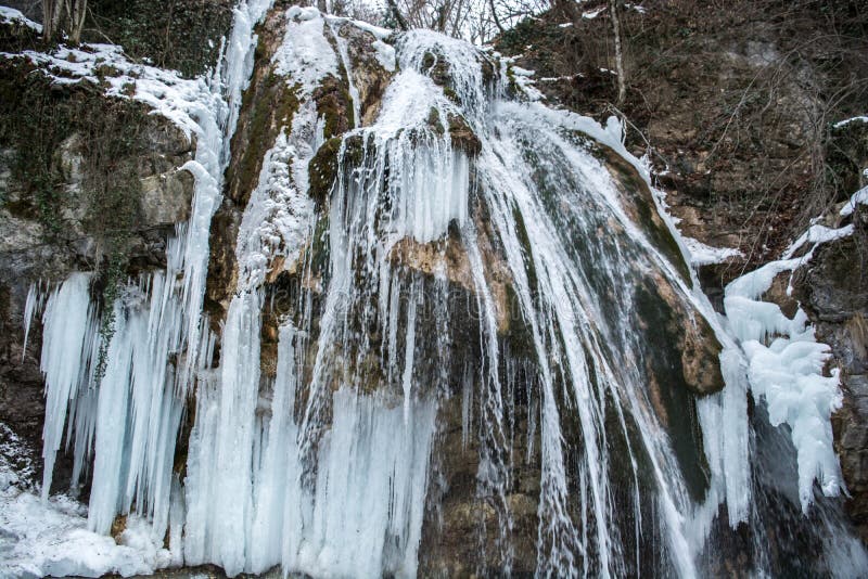 Waterfall in the snow stock photo. Image of park, waterfall - 212344678