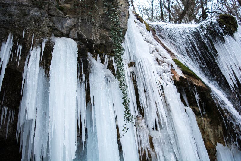 Waterfall in the snow stock image. Image of stone, fall - 212715989