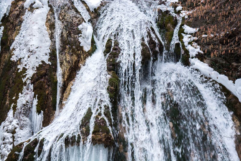 Waterfall in the snow stock photo. Image of frozen, winter - 212716006