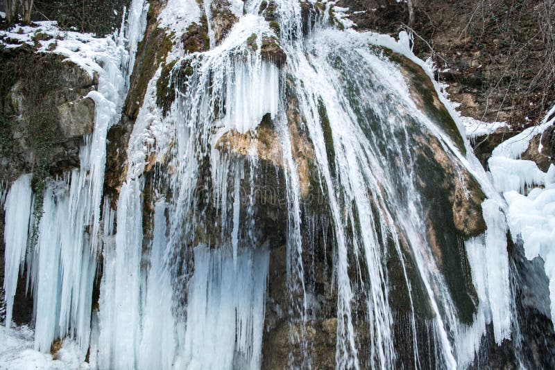 Waterfall in the snow stock photo. Image of white, iceland - 213203868