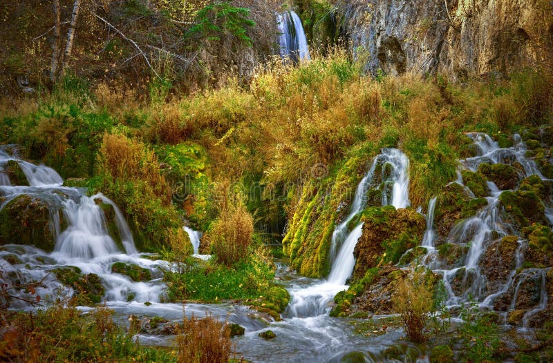 Waterfall, Spearfish Canyon SD Stock Image - Image of divided, sides ...