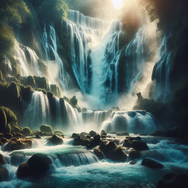 Waterfall Splash a Powerful Waterfall Cascading Down and Creatin Stock ...