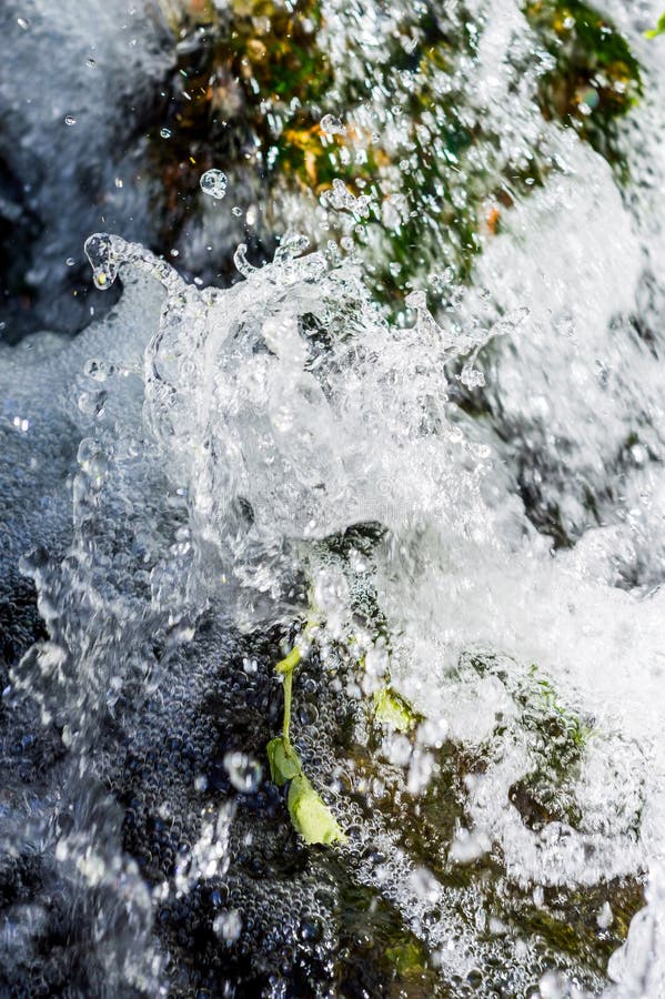 Waterfall Splashing with Water Drops Stock Photo - Image of background ...