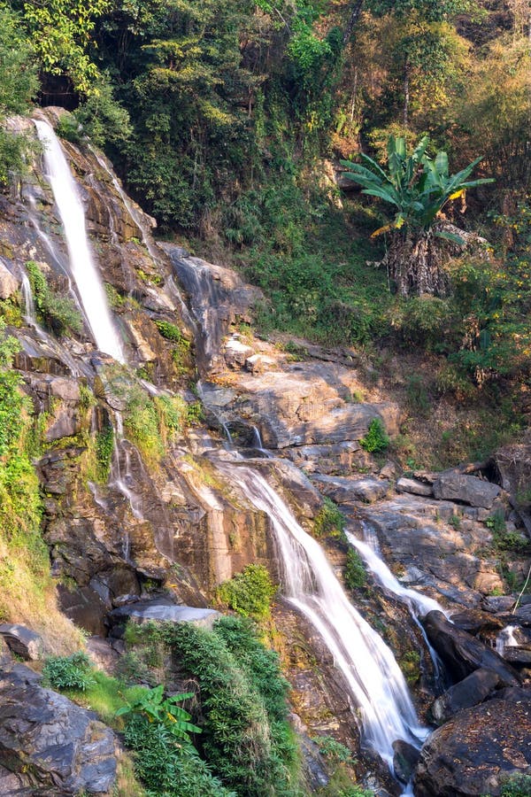 Waterfall with Splashing Water Stock Photo - Image of fall, tropical ...