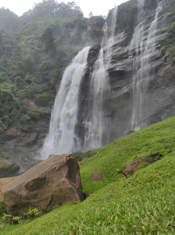 A Waterfall that Splits into Several Parts and Collapses Stock Image ...