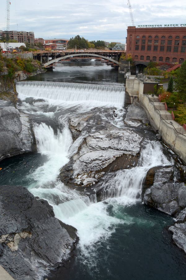 Waterfall in Spokane editorial image. Image of stone - 294728780