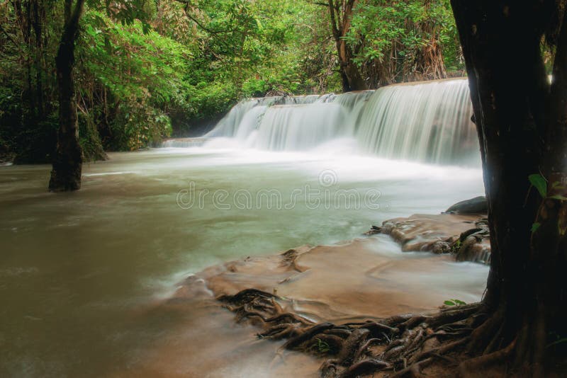 Waterfall in the spring. stock photo. Image of environment - 123622604