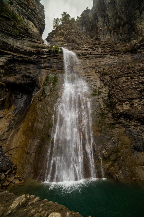 Waterfall on a Steep Cliff. Stock Image - Image of scenic, landscape ...