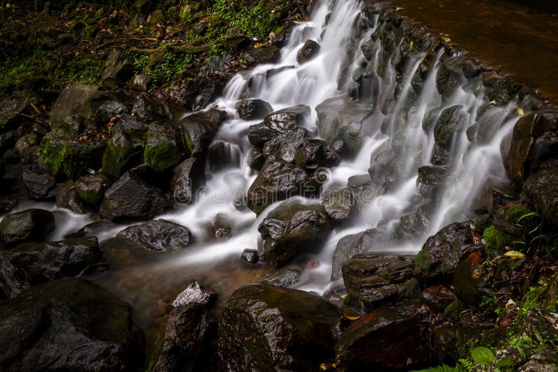 Waterfall Stream Flowing Over Rocks in Slow Motion Stock Image - Image ...