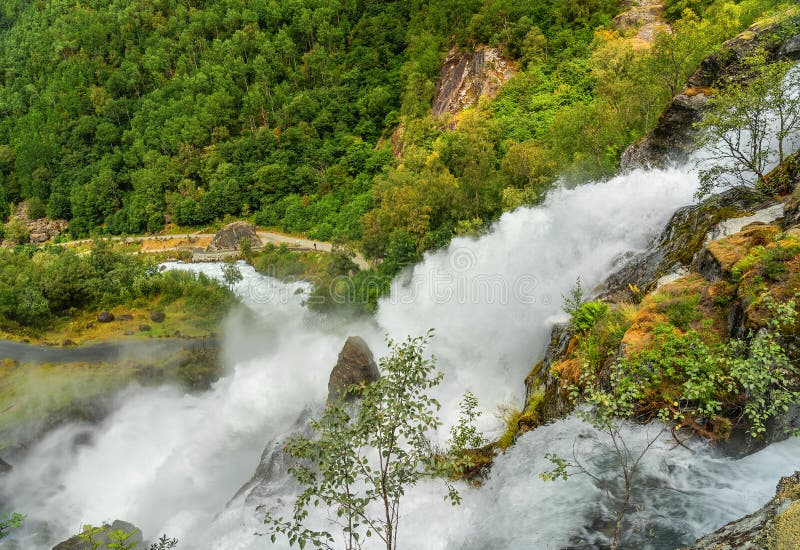 Waterfall Stream Landscape View, Norway, National Park Jostedalsbreen ...