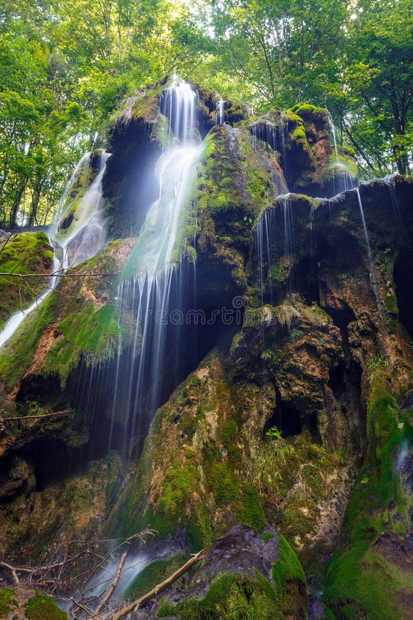 Waterfall in the summer stock image. Image of peaceful - 85218279