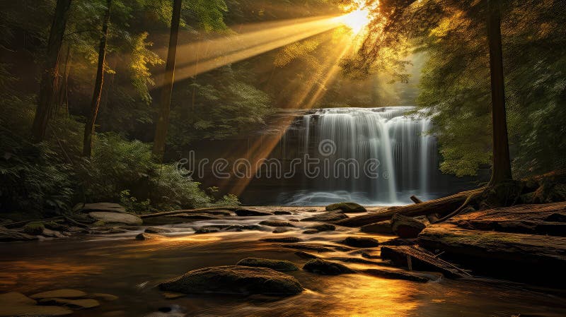 Waterfall sun drop stock illustration. Illustration of waterfall ...