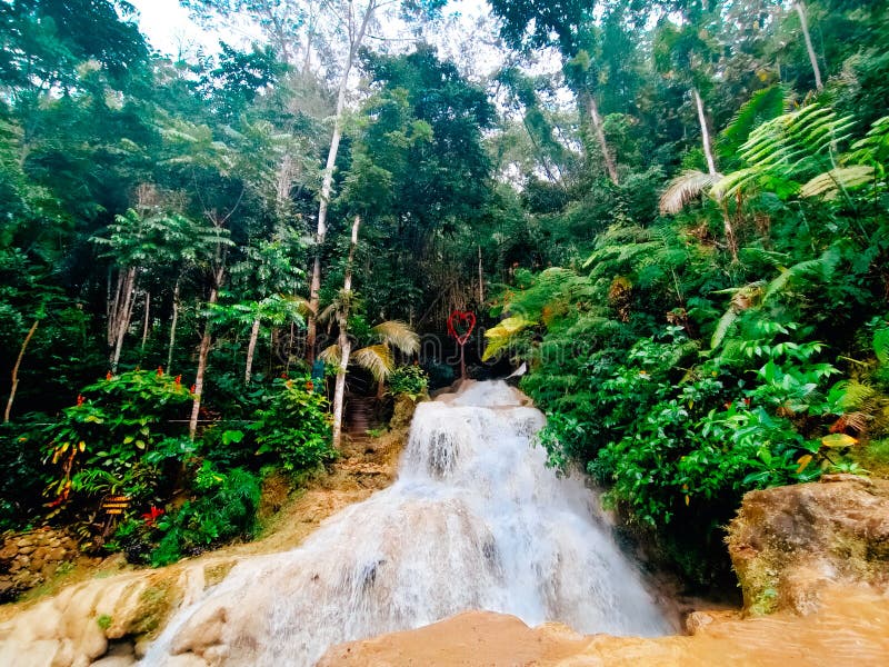 Waterfall at Sungai Mudal with Beautiful Landscape Stock Image - Image ...