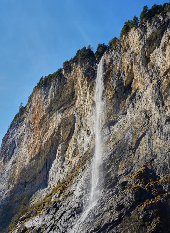 Waterfall in the Swiss Alps Stock Image - Image of swiss, powdered ...
