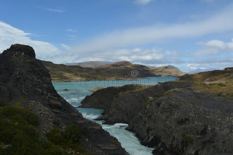 Waterfall in Torres Del Paine Reserve Stock Image - Image of south ...