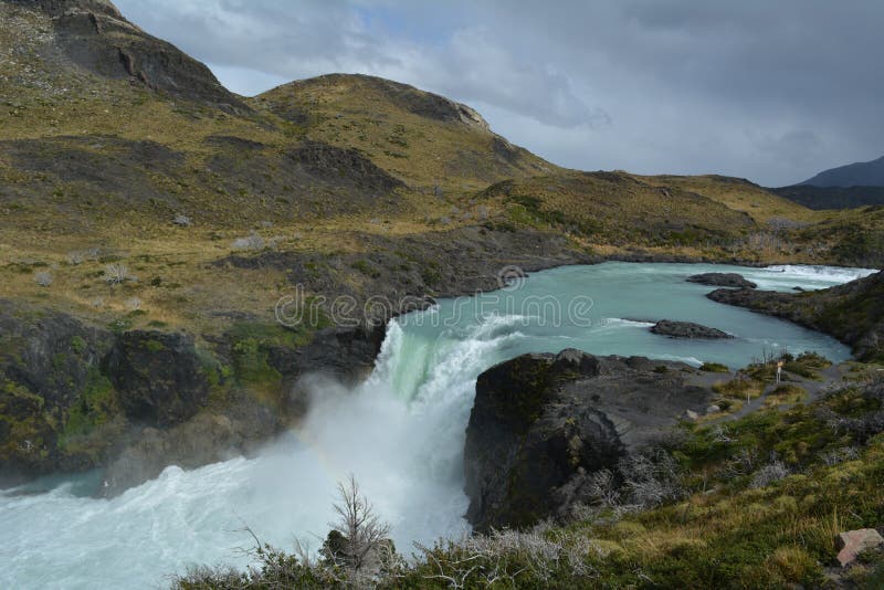 Waterfall in Torres Del Paine Reserve Stock Image - Image of paine ...