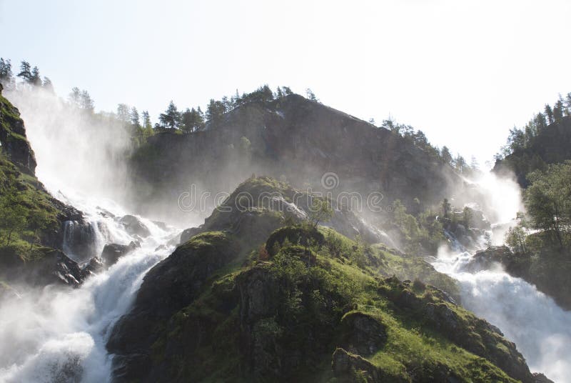 Waterfall with Trees Around it Stock Photo - Image of cascade ...