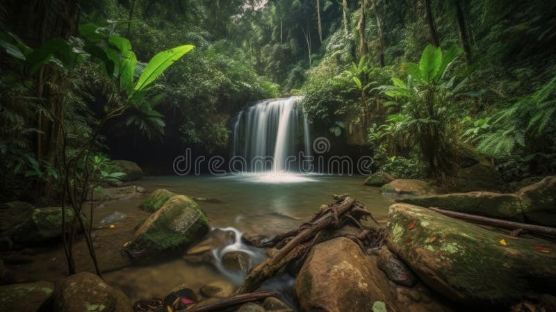 Amazon Jungle Waterfall Stock Illustrations – 288 Amazon Jungle ...