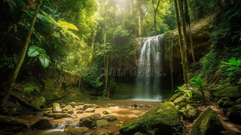 Amazon Jungle Waterfall Stock Illustrations – 288 Amazon Jungle ...