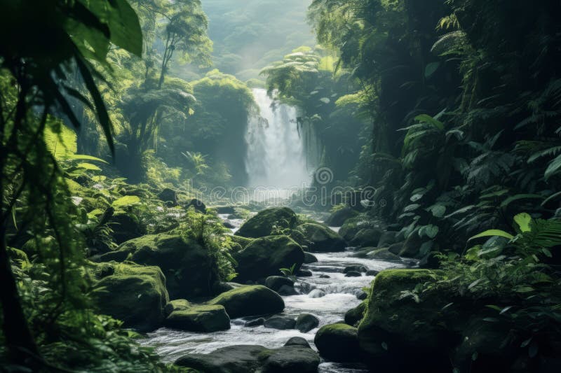 Waterfall Tucked Away within the Dense Foliage of the Amazon ...