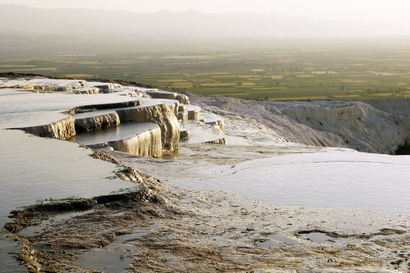 Waterfall and Tuff Pools, Pamukkale, Turkey Stock Image - Image of bath ...