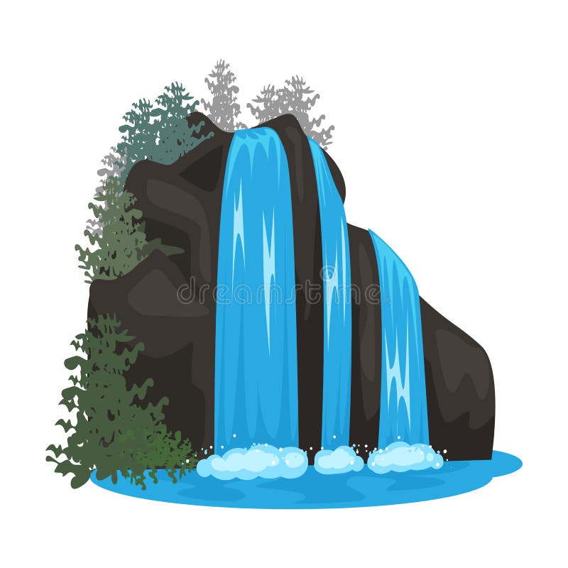 Waterfall Vector Sketch, Cascade Waterfall in the Rocks Hand-drawn ...
