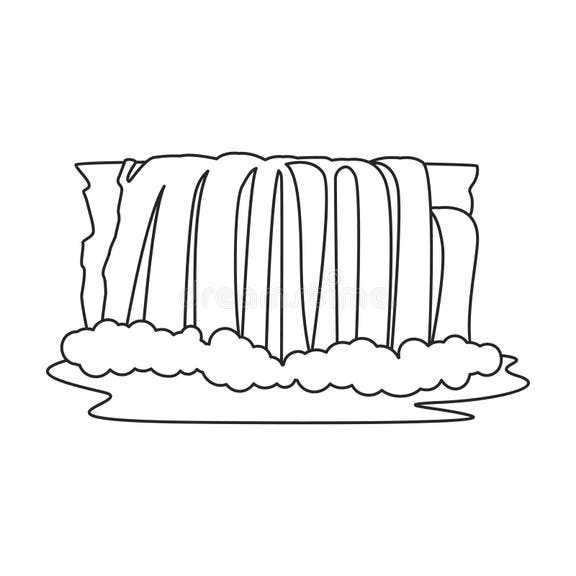 Waterfall Vector Icon.Outline Vector Icon Isolated on White Background ...