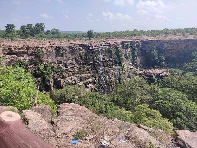 Waterfall view in sunshine stock image. Image of plateau - 196225107